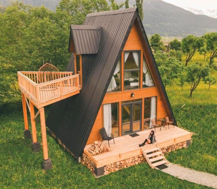 40 A-Frame House Ideas with Stunning Deck-Balconies