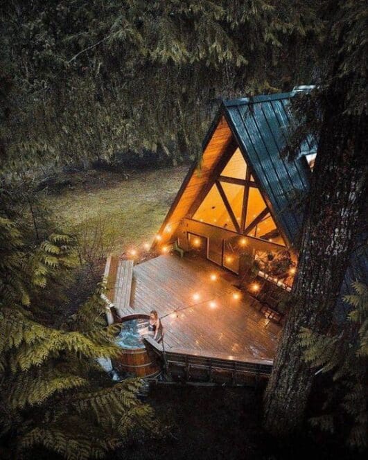 40 A-Frame House Ideas with Stunning Deck-Balconies