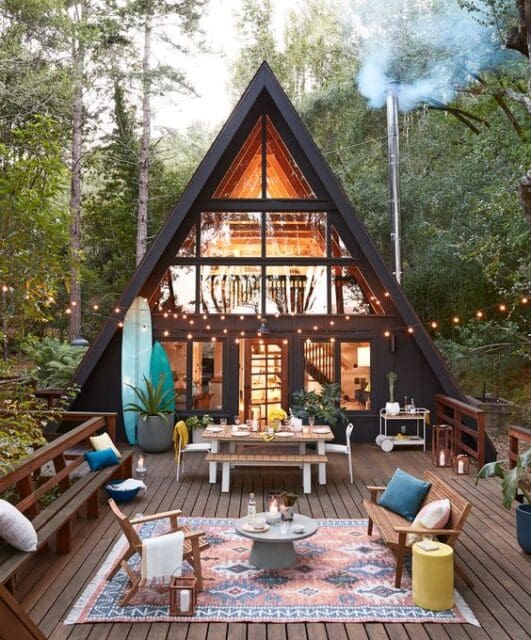 40 A-Frame House Ideas with Stunning Deck-Balconies